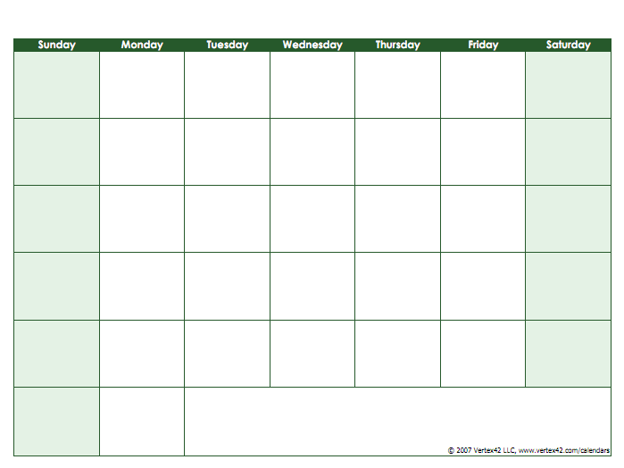 Blank Calendar Template Free Printable Blank Calendars By Vertex42